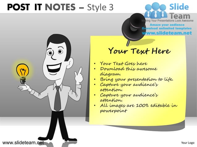 Post it notes design 3 powerpoint ppt templates. | PPT