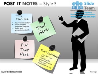 Post it notes design 3 powerpoint ppt templates. | PPT