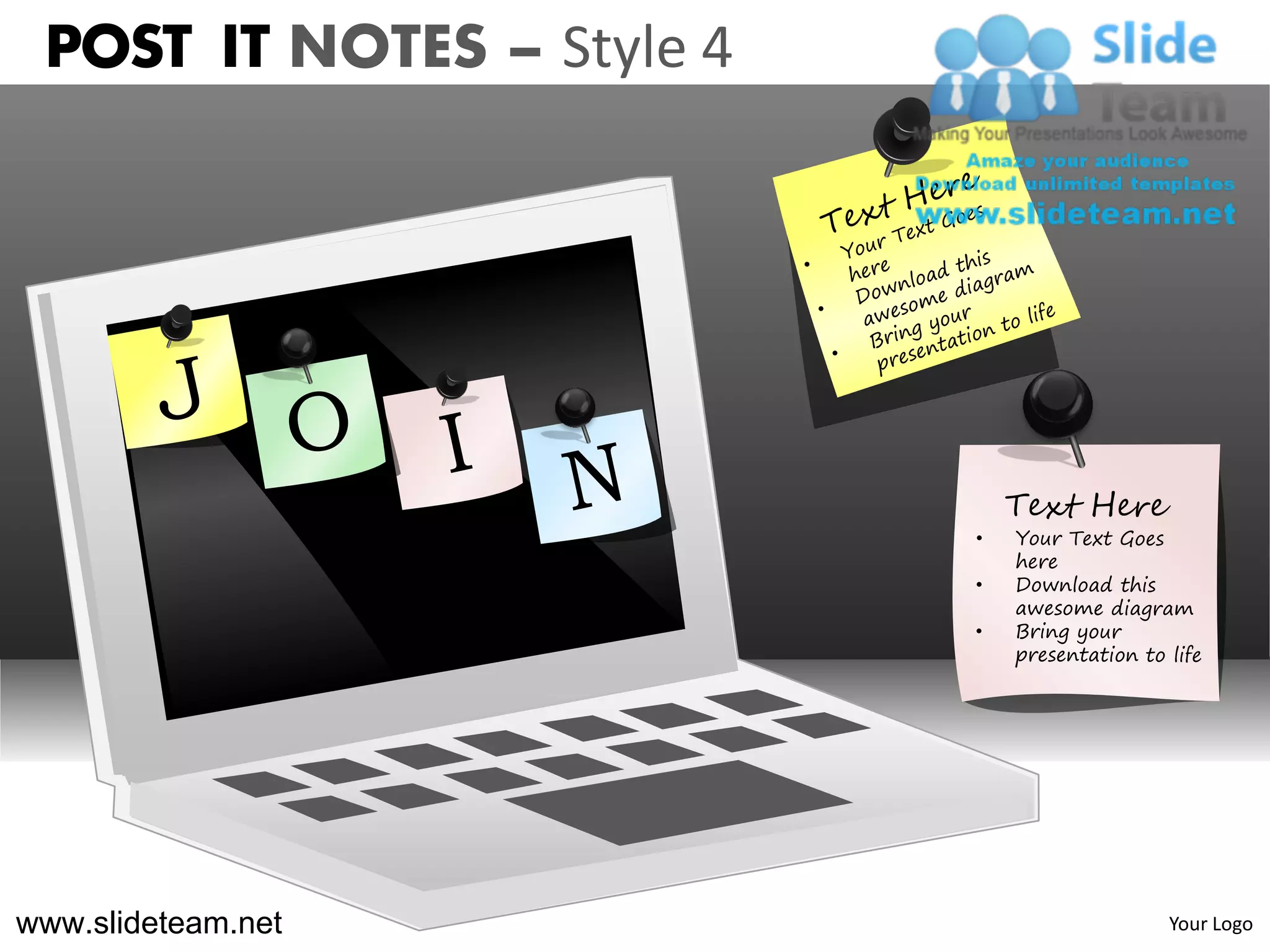 Post it notes design 4 powerpoint ppt templates. | PPT