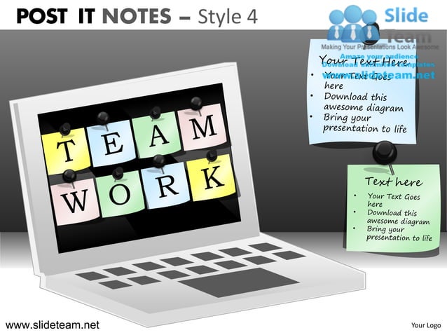 Post it notes design 4 powerpoint ppt templates. | PPT