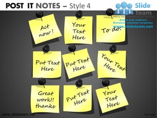Post it notes design 4 powerpoint ppt templates. | PPT