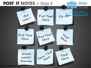 Post it notes design 4 powerpoint ppt templates. | PPT