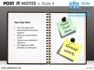 Post it notes design 4 powerpoint ppt templates. | PPT