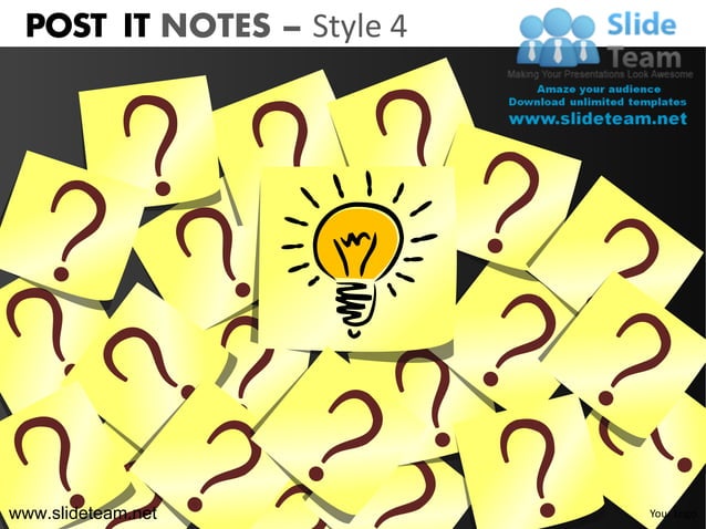 Post it notes design 4 powerpoint ppt templates. | PPT