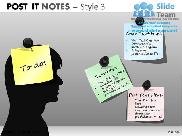 Post it notes style design 3 powerpoint ppt slides. | PPT