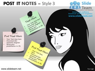 Post it notes style design 3 powerpoint ppt slides. | PPT