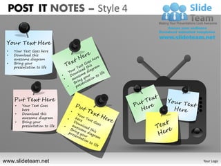 Post it notes style design 4 powerpoint presentation templates. | PDF