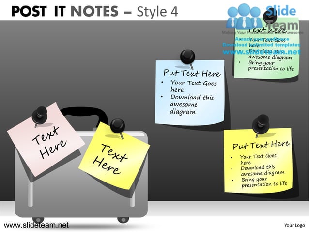 Post it notes style design 4 powerpoint presentation templates. | PPT