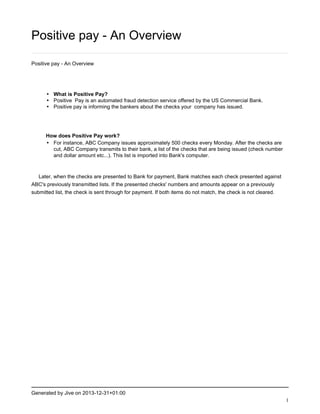 Postive pay | PDF