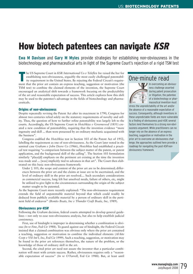 Post-KSR Obviousness | PDF