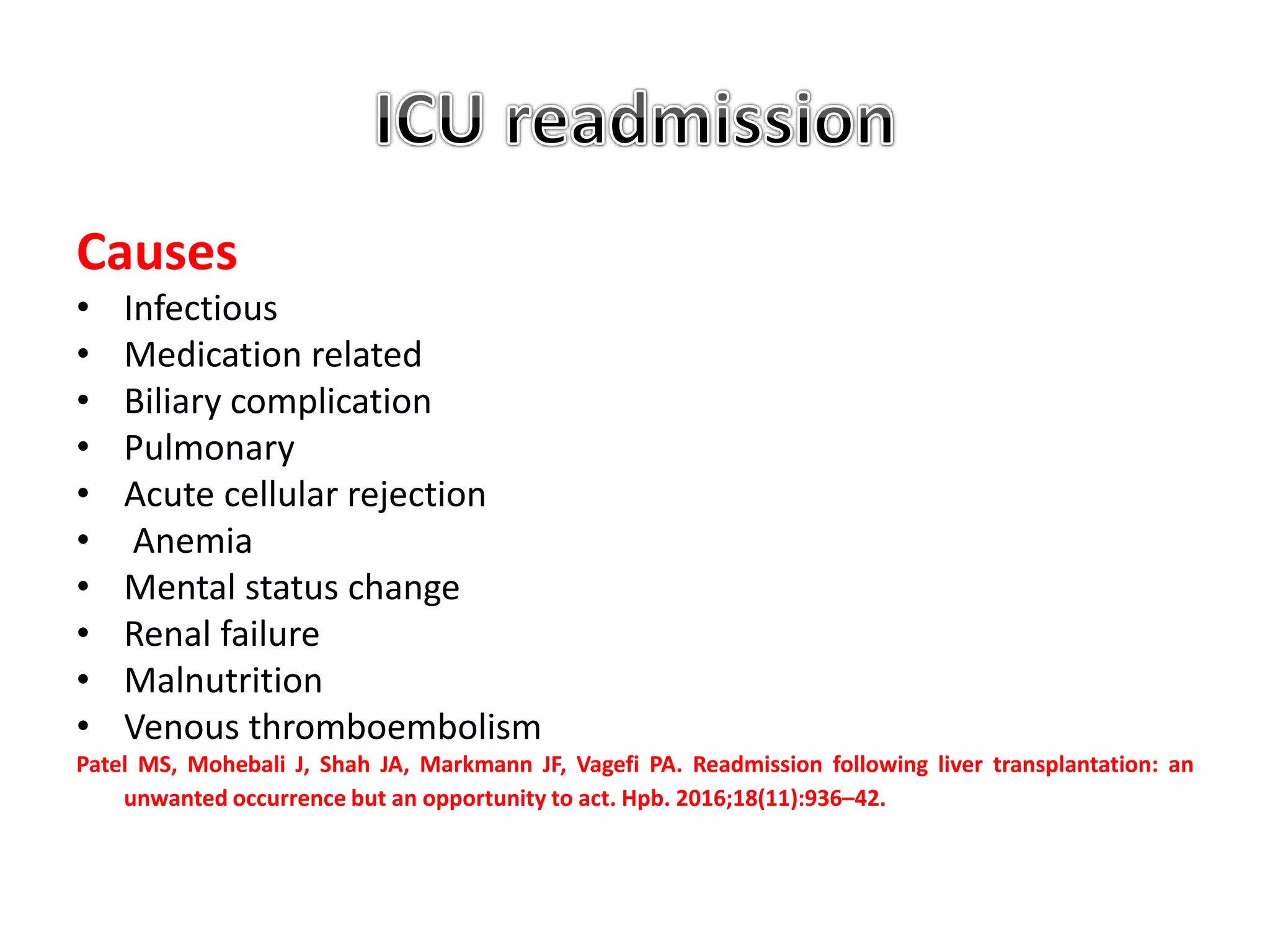 Post liver transplant icu discharge and readmission | PPTX