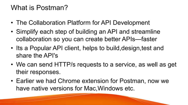 Postman Introduction | PPTX | Operating Systems | Computer Software and Applications