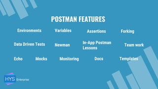 Postman. From simple API test to end to end scenario | PPT