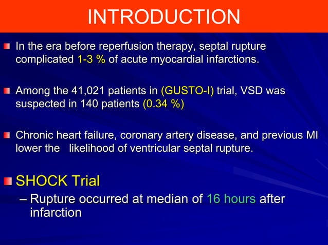 Post Myocardial infarction vsd repair by infarct exclusion technique | PPT