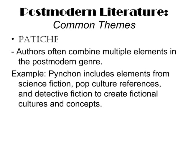 Postmodern presentation | PPT | Fiction | Books and Literature