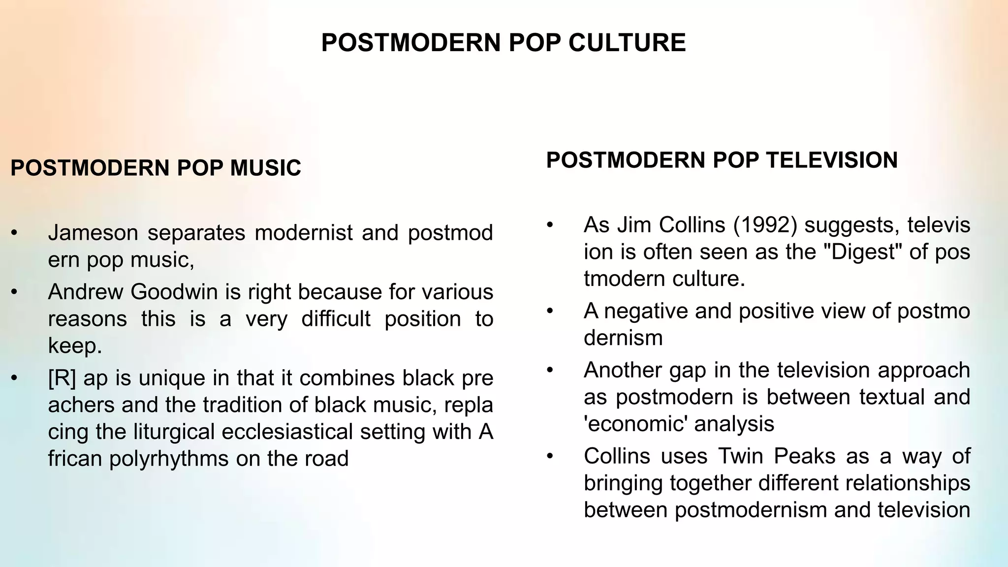 Postmodernism in Pop Culture | PPTX