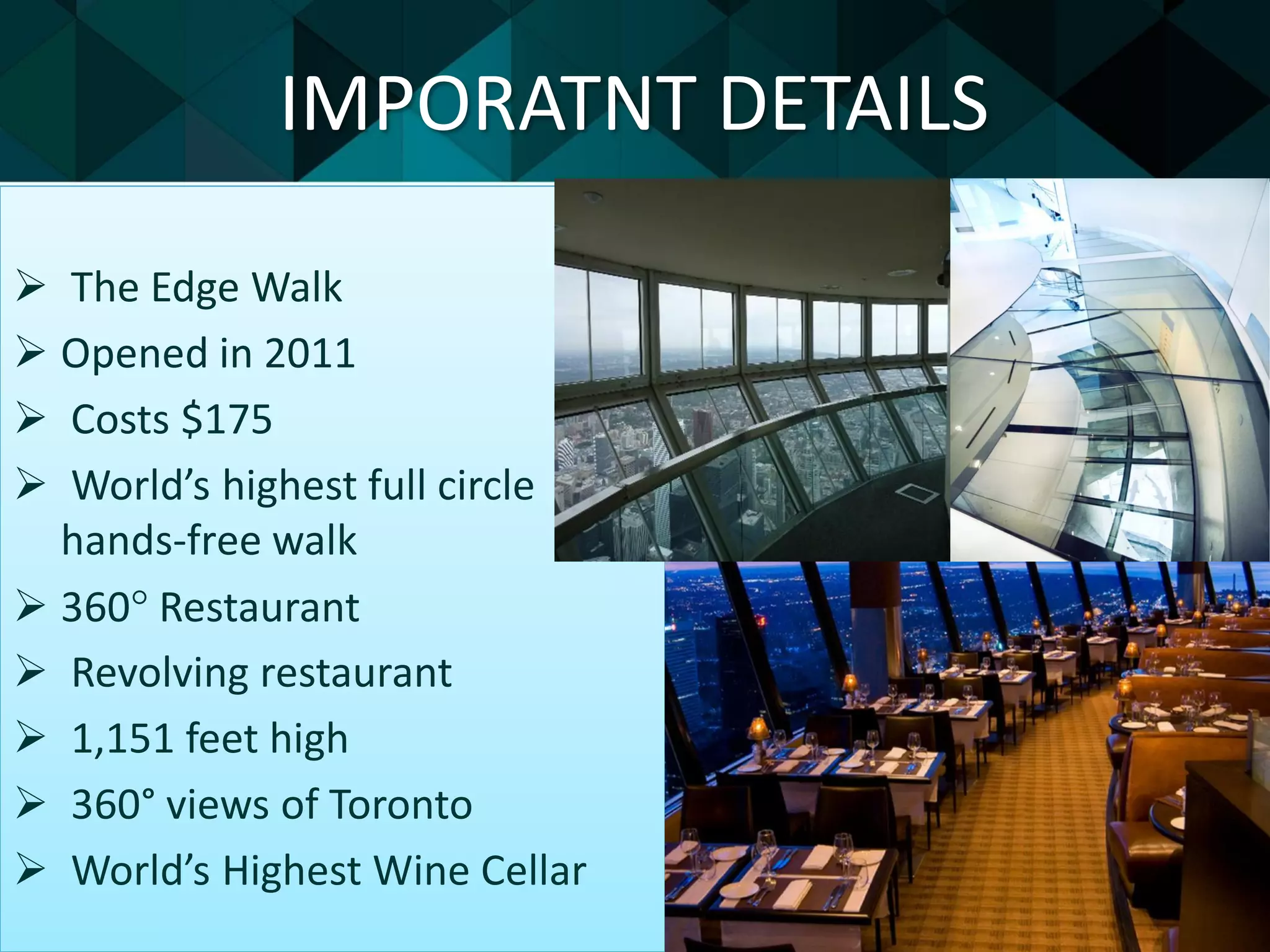 CN TOWER, CANADA Post modernism | PDF | Bars & Restaurants | Attractions