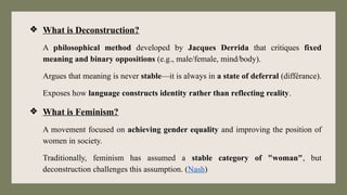 Deconstructing the Female Identity : Derrida, Butler, and Feminist ...