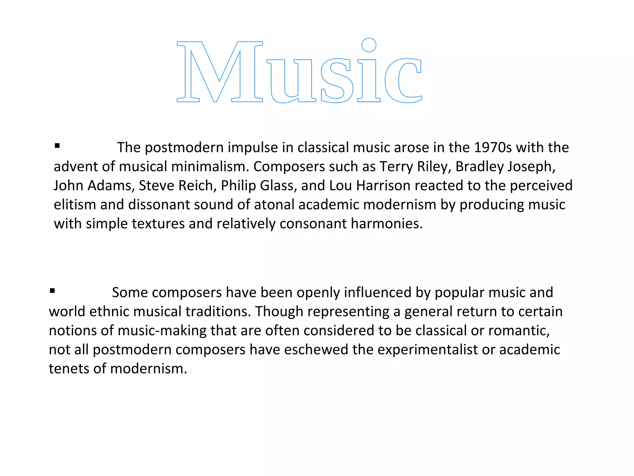 Postmodernism Presentation | PPT | Music | Entertainment