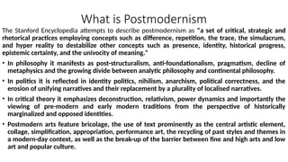 Postmodernism, history, Impacts, Philosophy | PPT