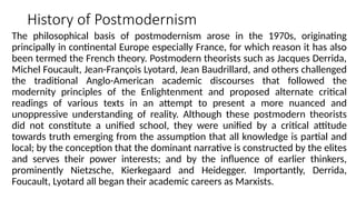 Postmodernism, history, Impacts, Philosophy | PPT