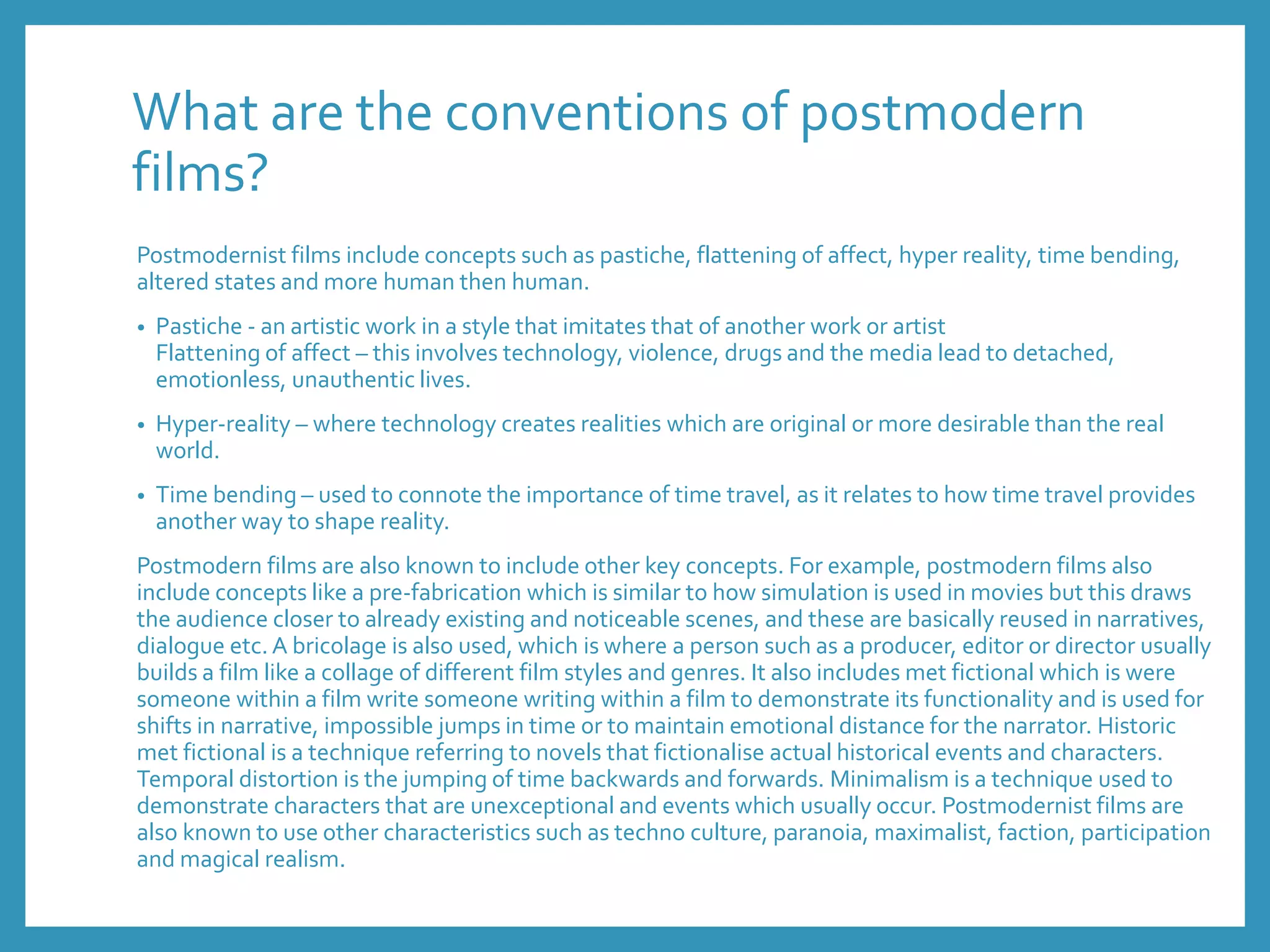 Postmodernism and film | PPTX