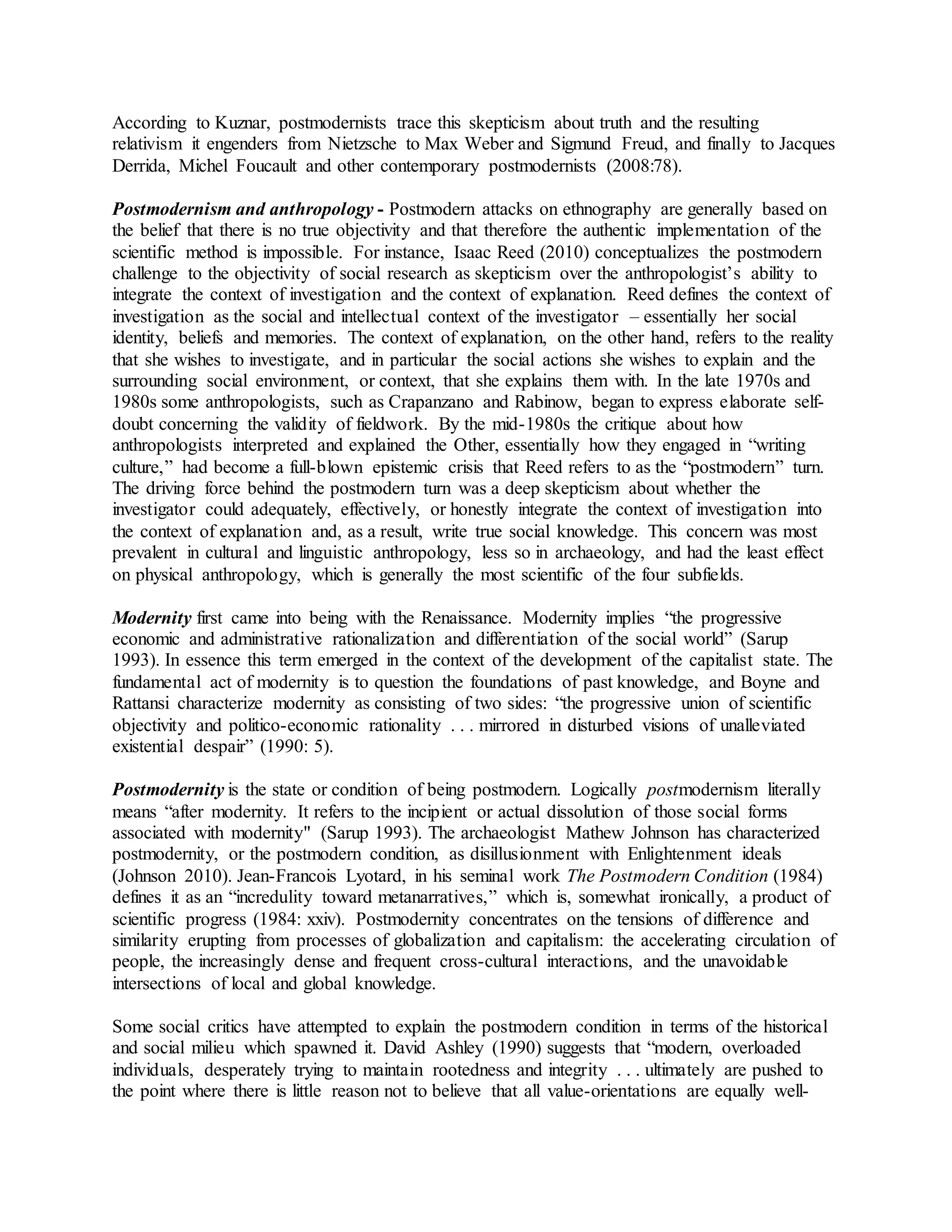 Postmodernism and its critics | DOCX | Science