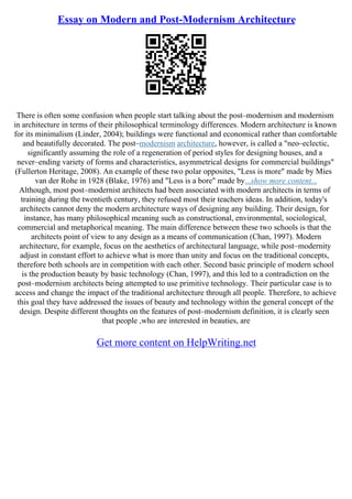 Postmodernism Essay | PDF