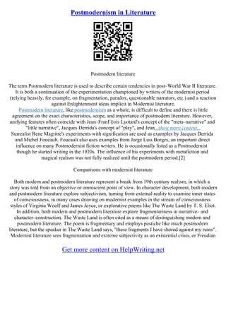 Postmodernism Essay | PDF