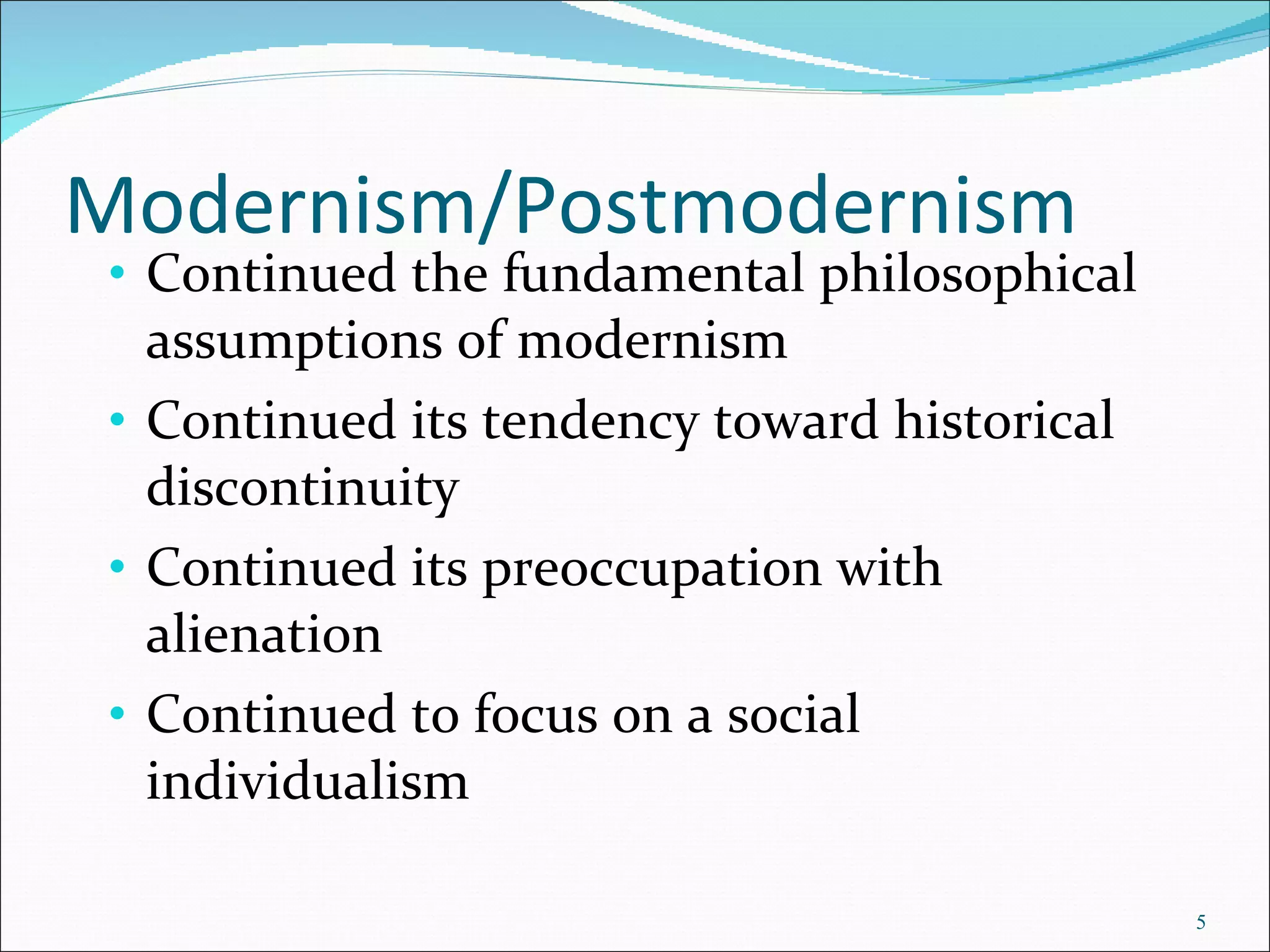 Postmodernism features | PPT