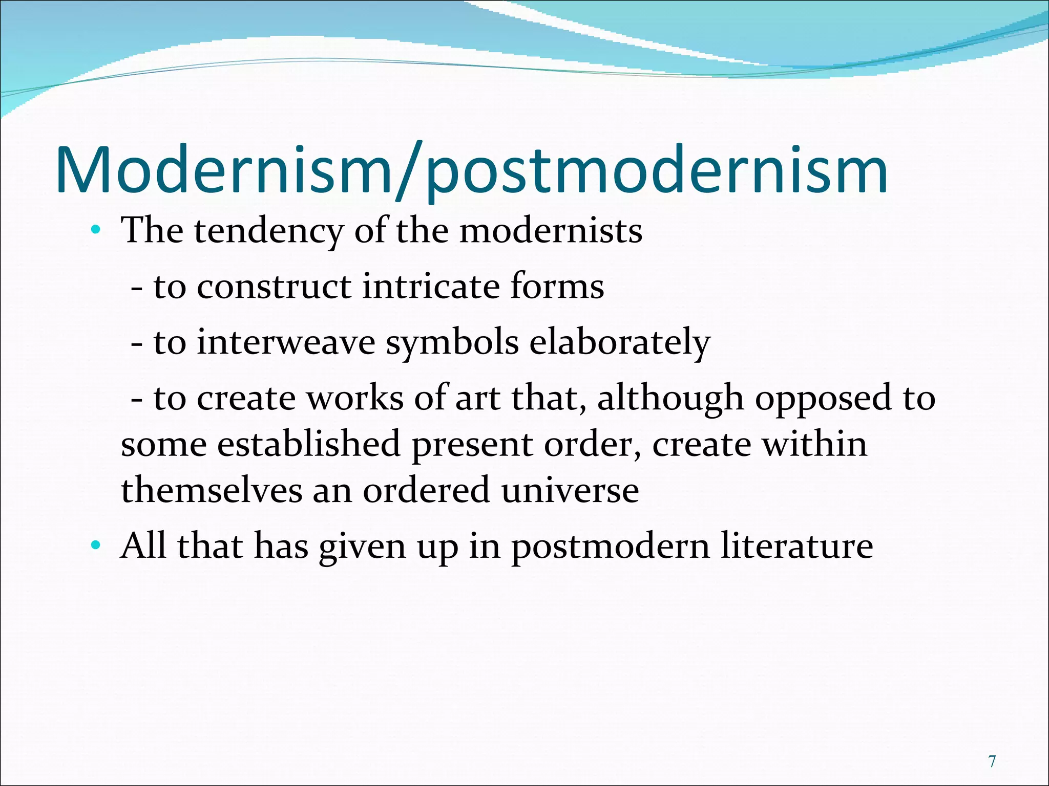 Postmodernism features | PPT
