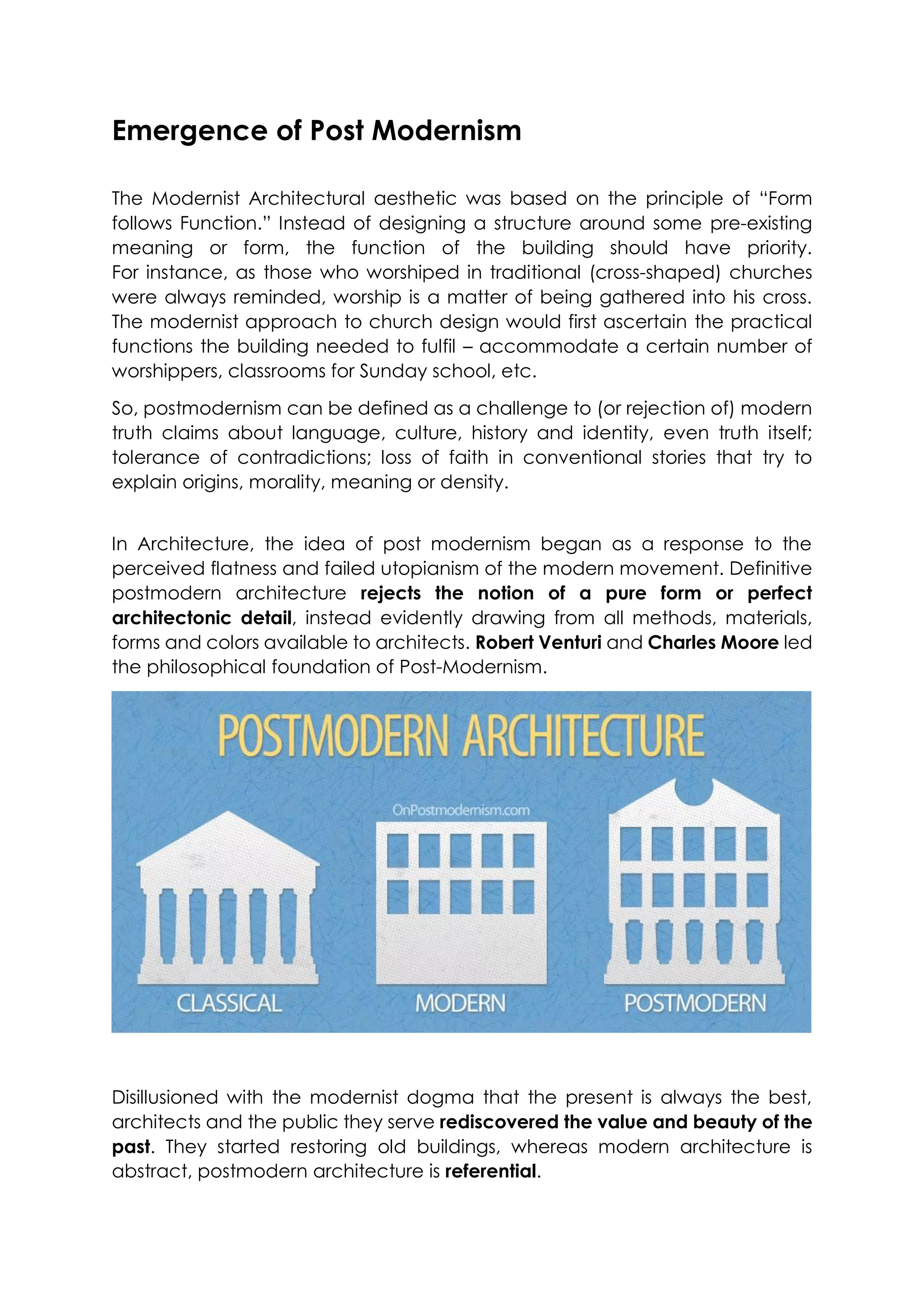 Post Modernism in Architecture | PDF