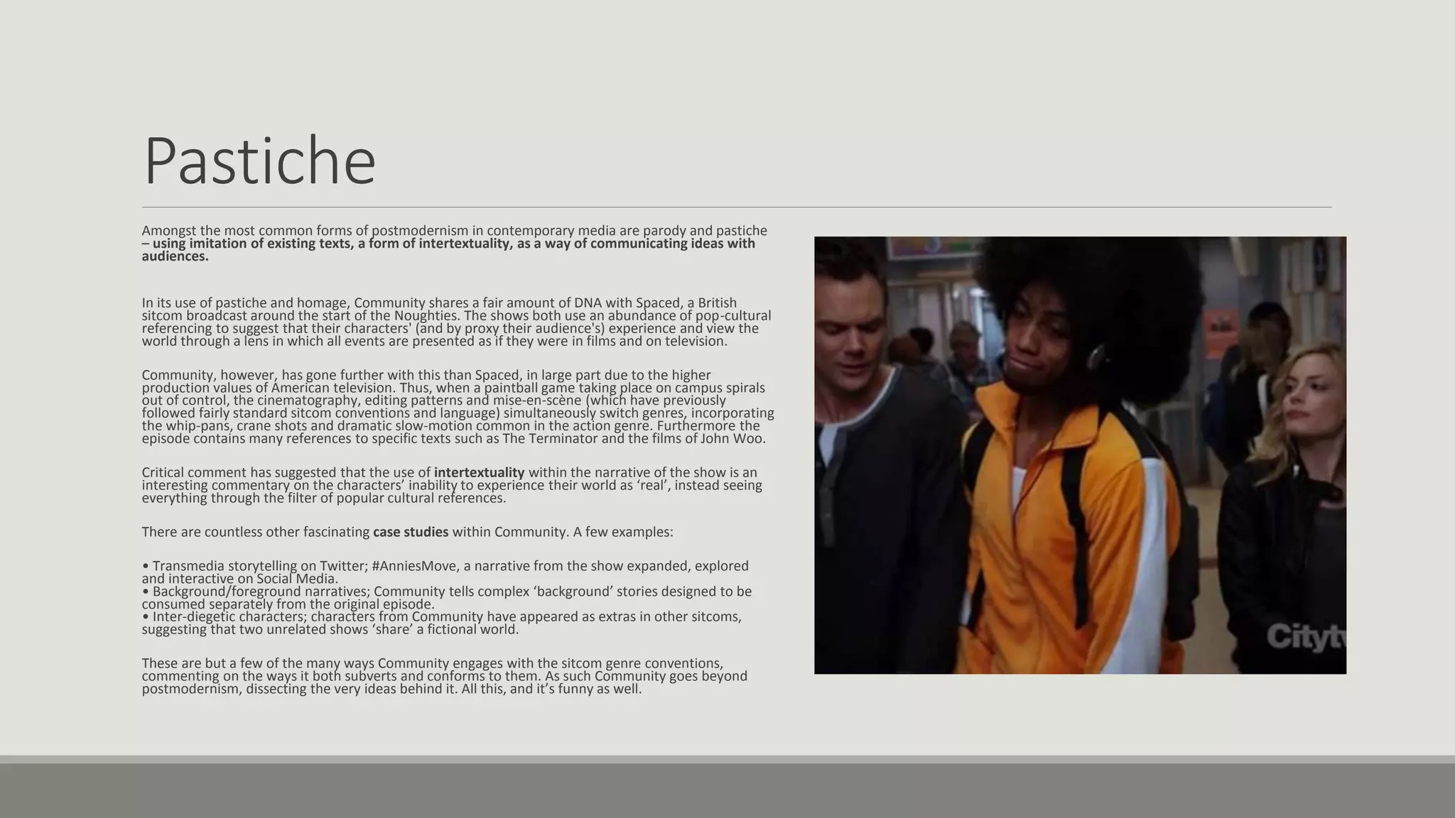 Postmodernism in community (dan harmon, 2009) | PPTX