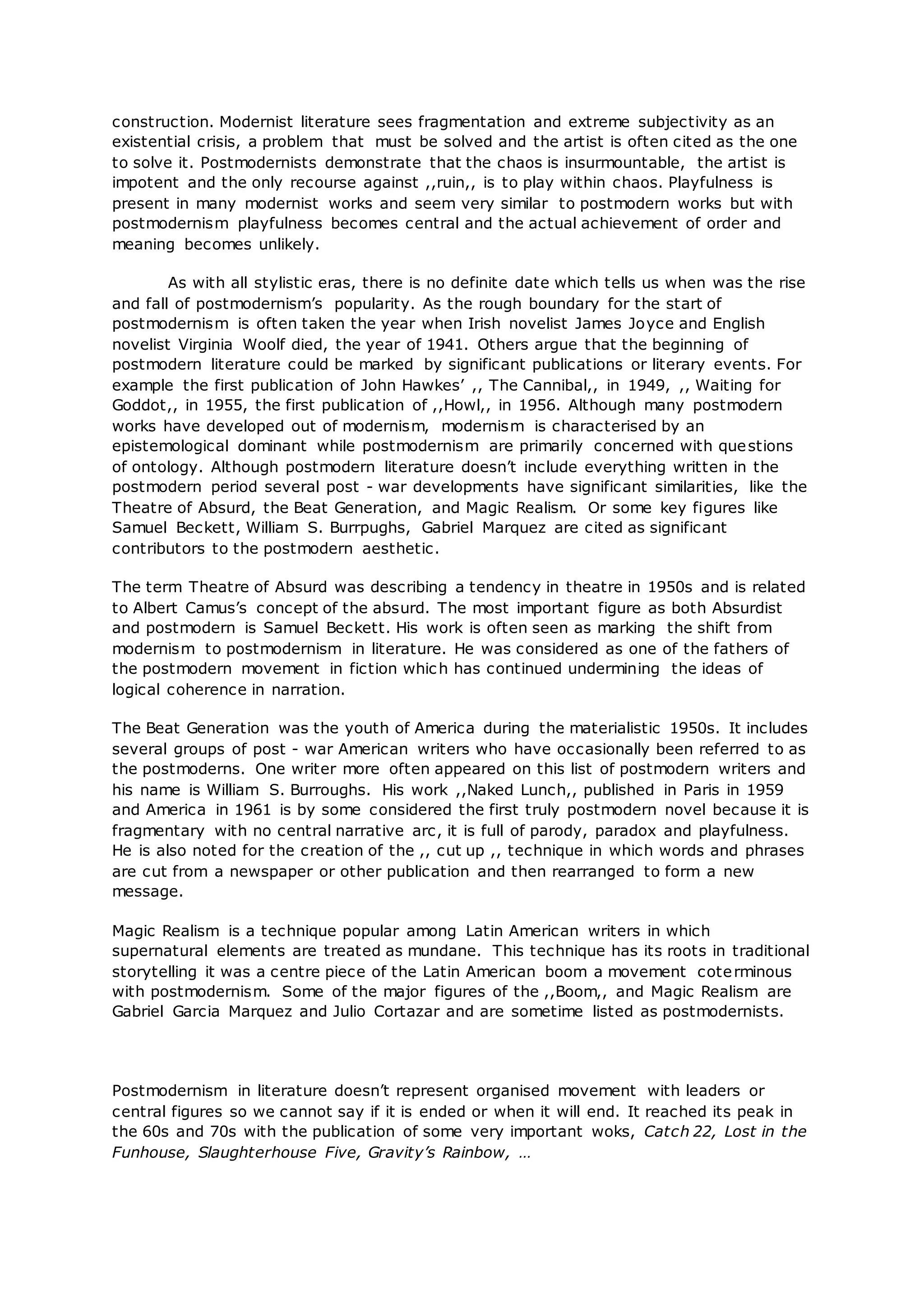 Postmodernism in english_literature | DOCX