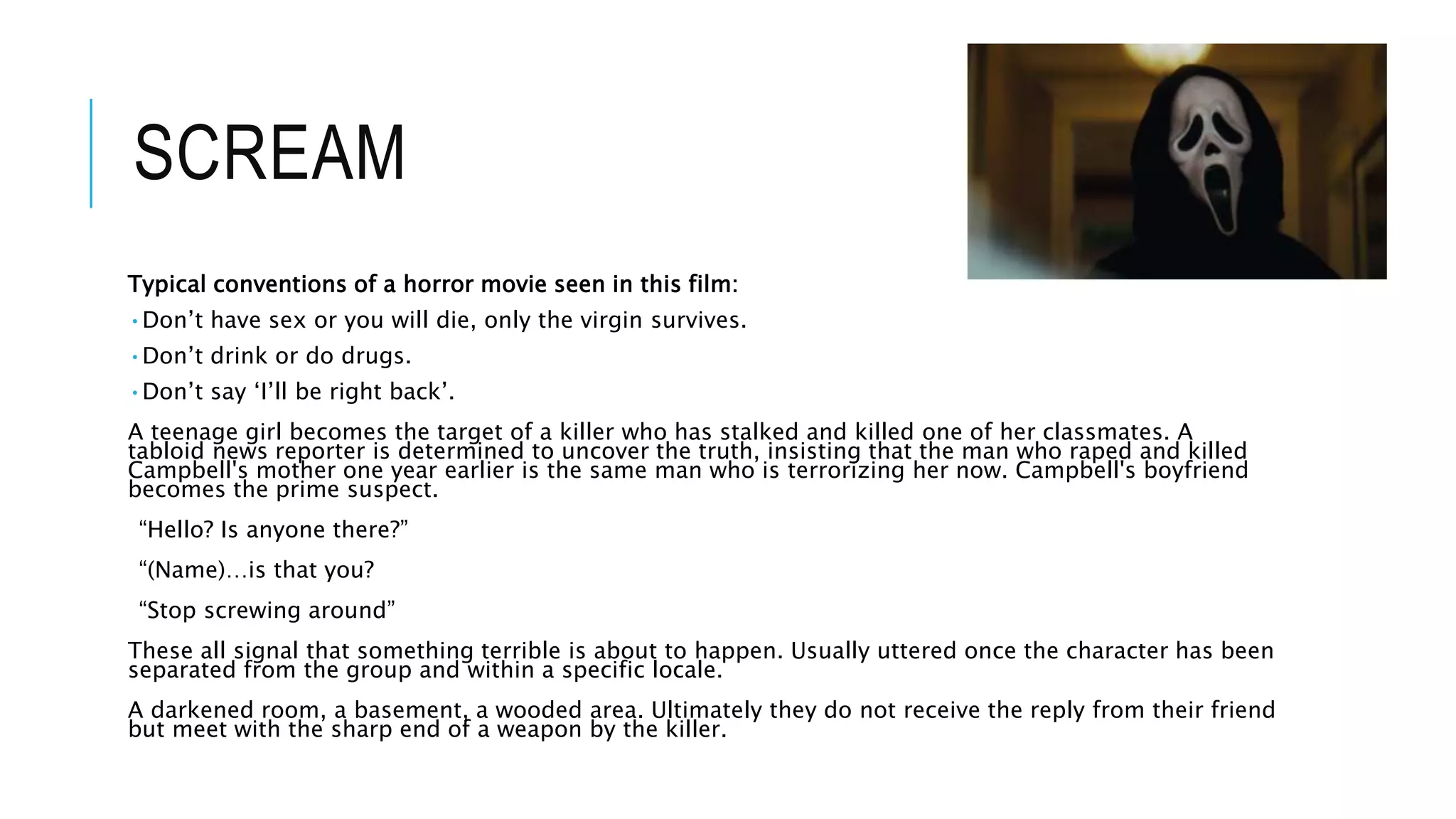 Postmodernism in scream | PPTX