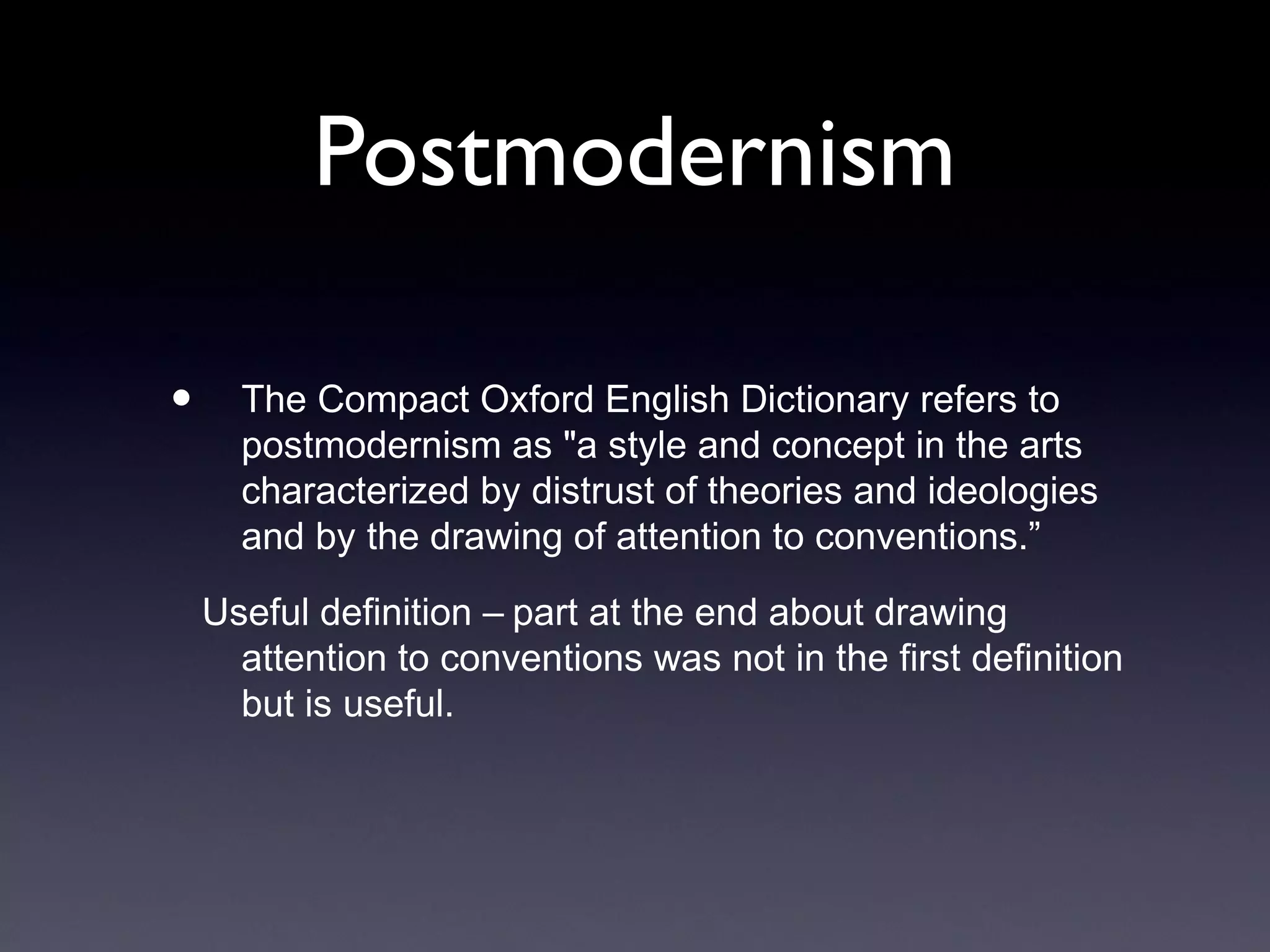 Postmodernism lesson 2 ppt | PPT