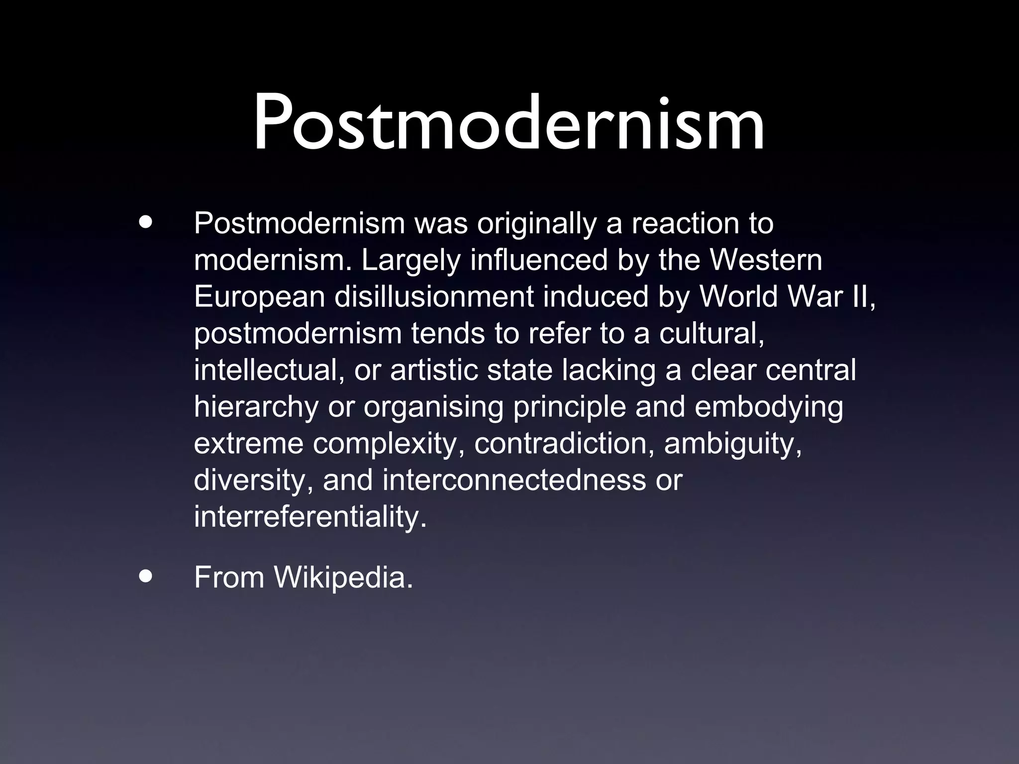 Postmodernism lesson 2 ppt | PPT