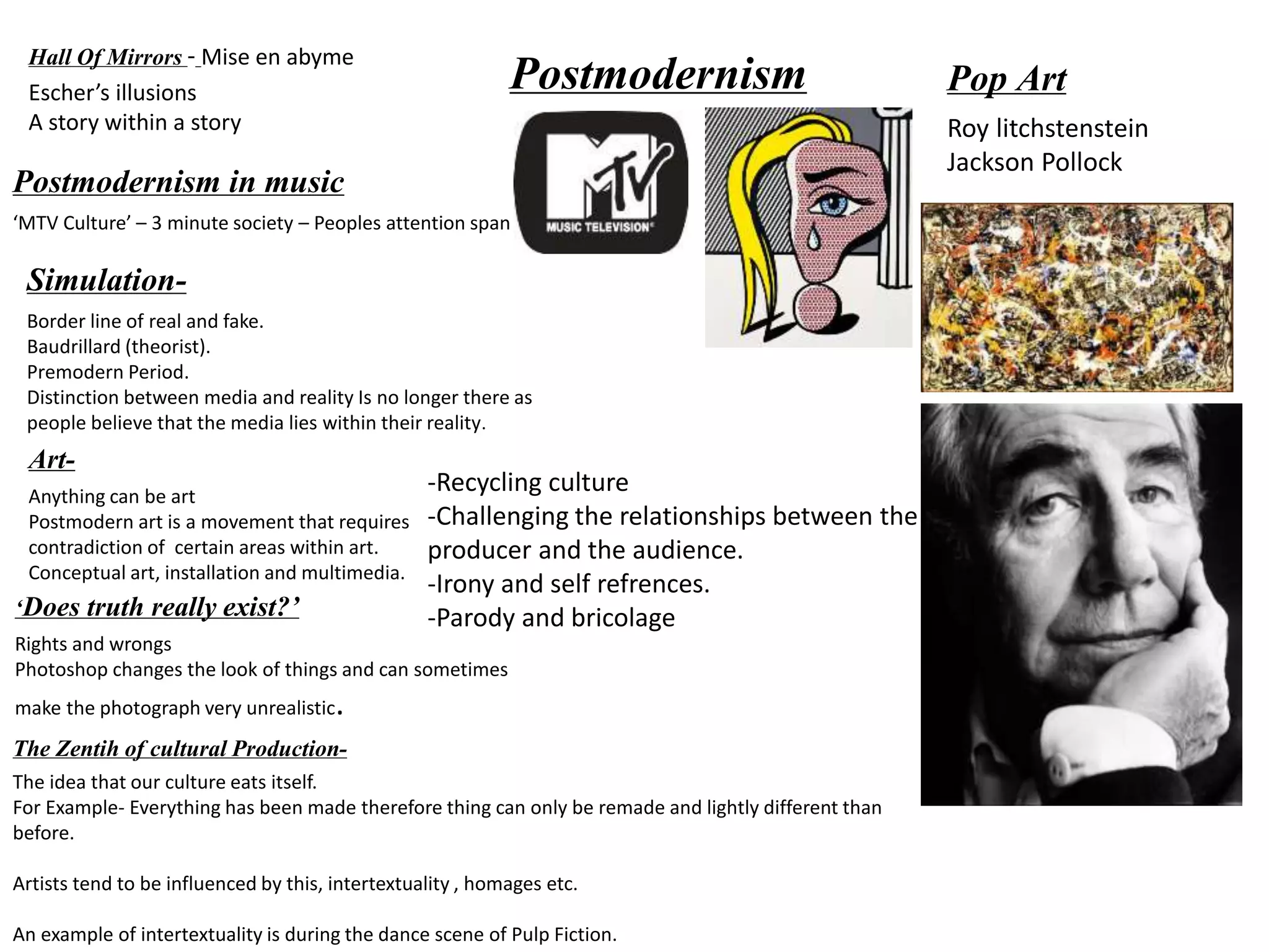 Postmodernism mindmap | PPTX