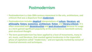 Postmodernism or the cultural logic of late capitalism | PPTX