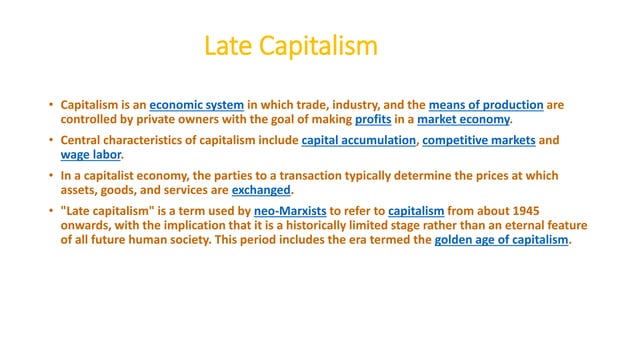 Postmodernism or the cultural logic of late capitalism