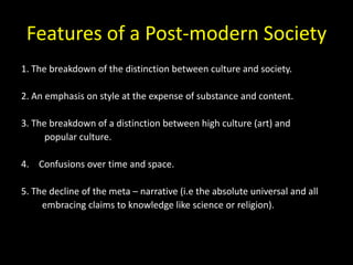 Features and Examples of Post Modernism | PPTX