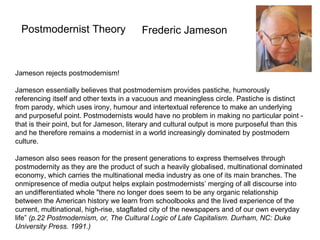 Postmodernism theories and texts | PPT