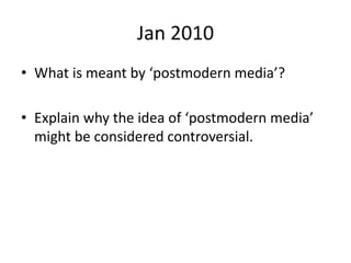 Postmodern past paper questions | PPT