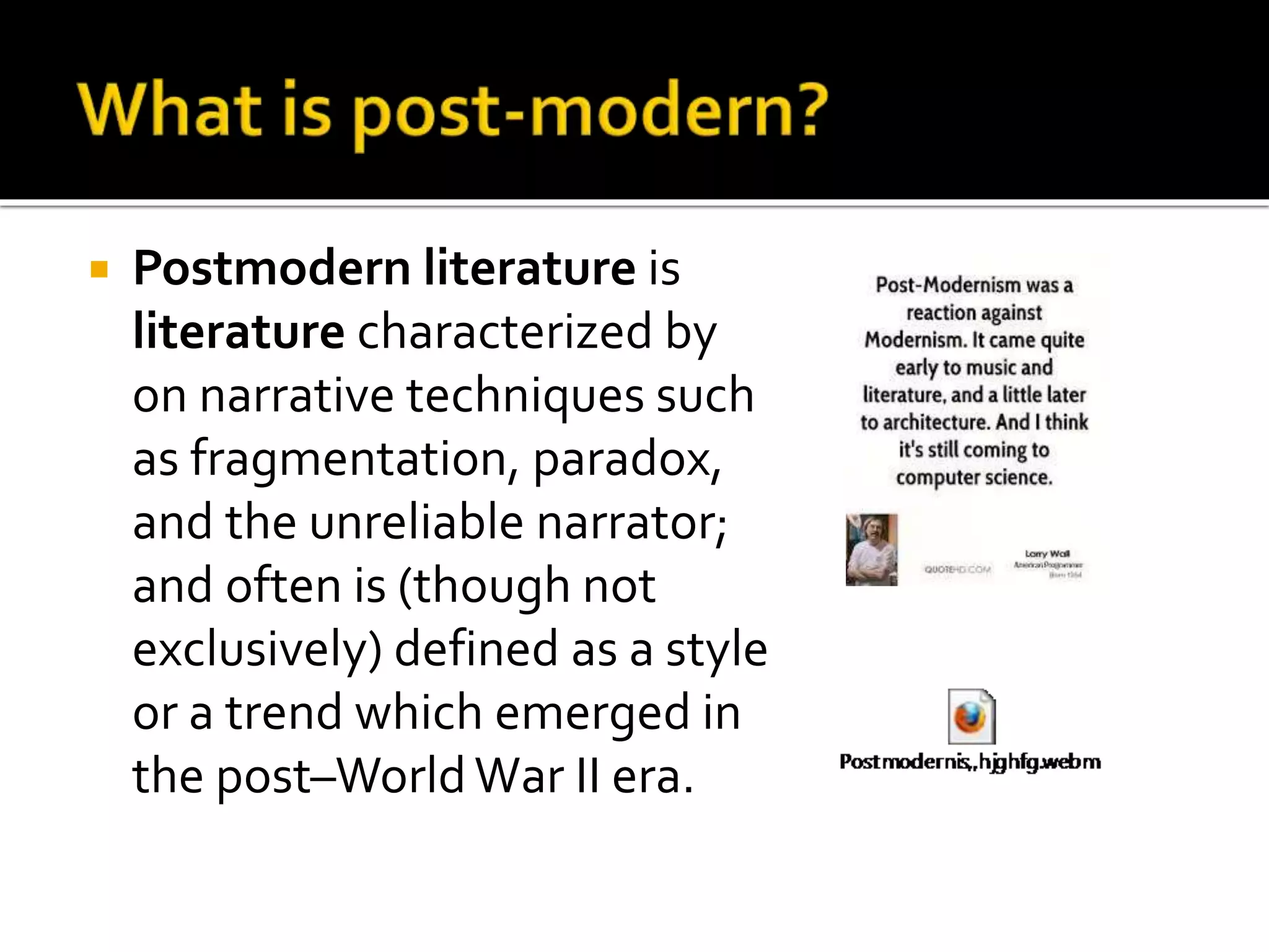 Post modern popular culture. | PPTX