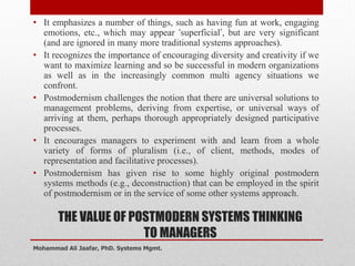 Mike C Jackson and Postmodern systems thinking by Mohammad Ali Jaafar | PDF