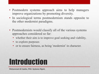 Mike C Jackson and Postmodern systems thinking by Mohammad Ali Jaafar | PDF