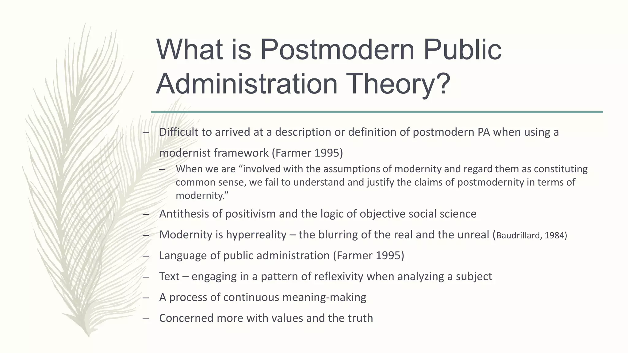 Postmodern Public Administration Theory | PPTX