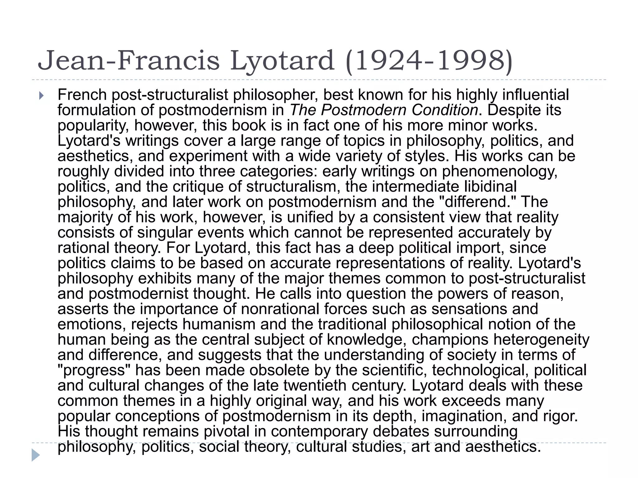 Postmodern theory & theorists | PPTX