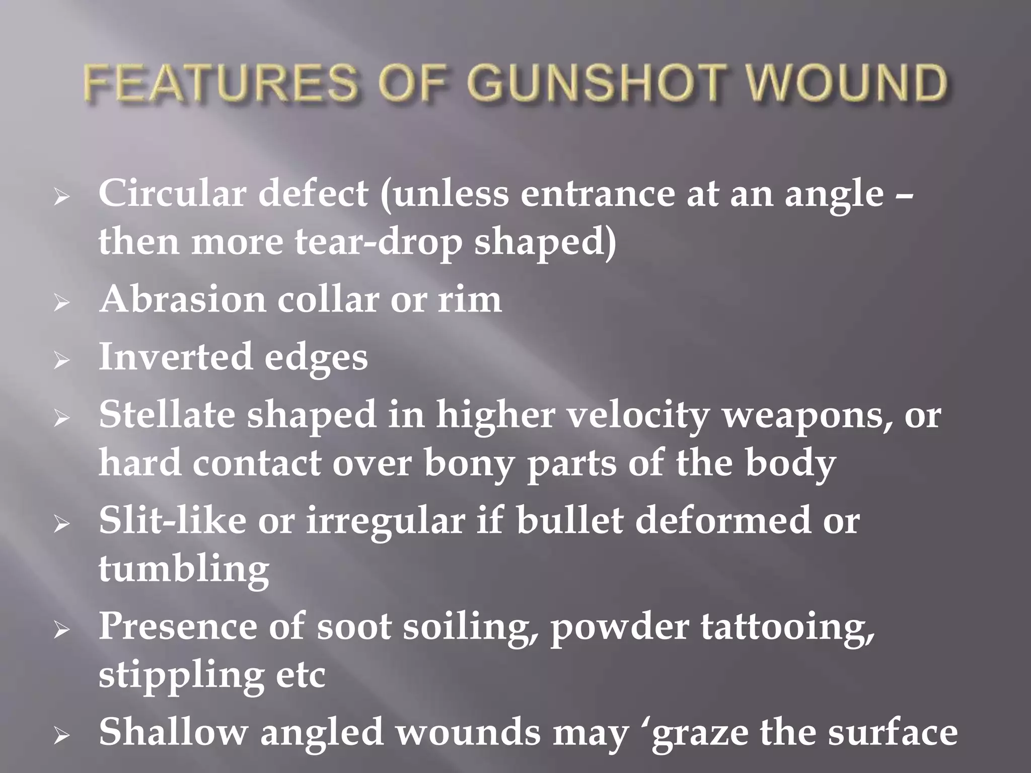 Post-Mortem Examintion of Gun-Shot Wounds by Souvik Dhar | PPTX