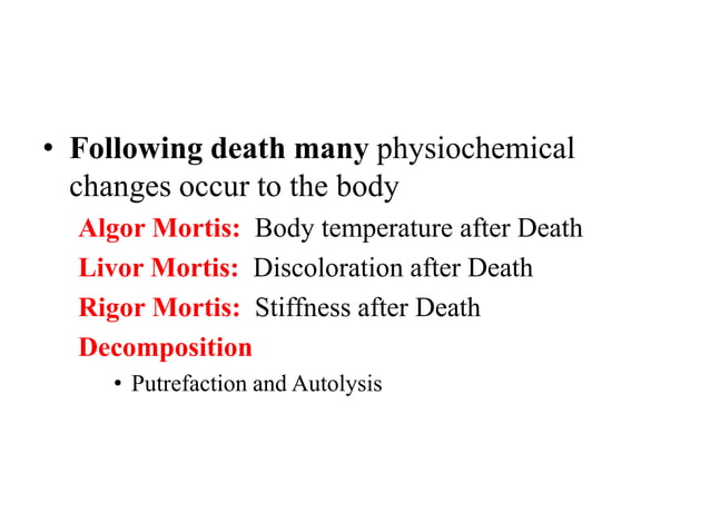 Post mortem interval | PPTX | First Aid | Injuries